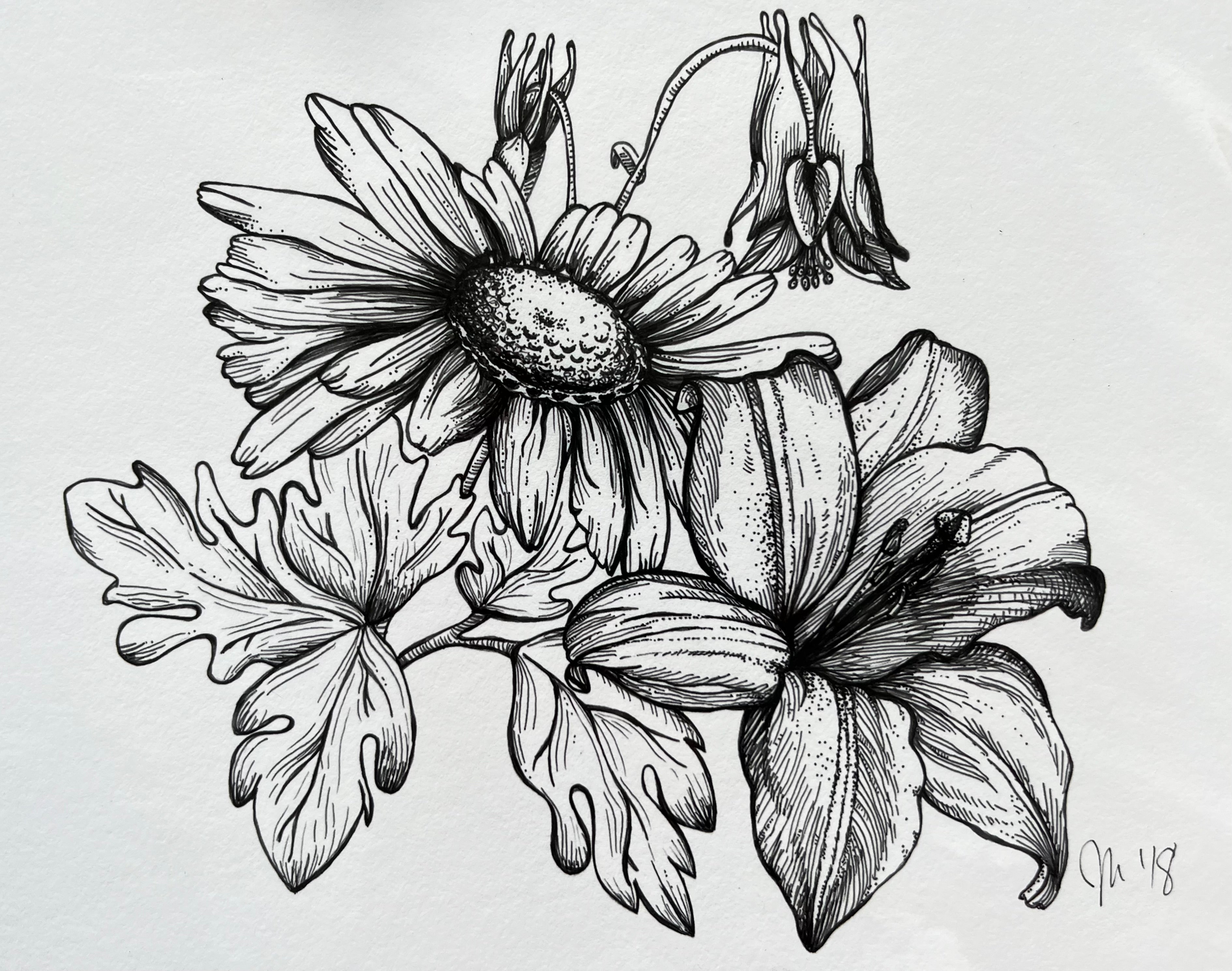 Wildflower series – Blue Chickadee Americana and Folk Art